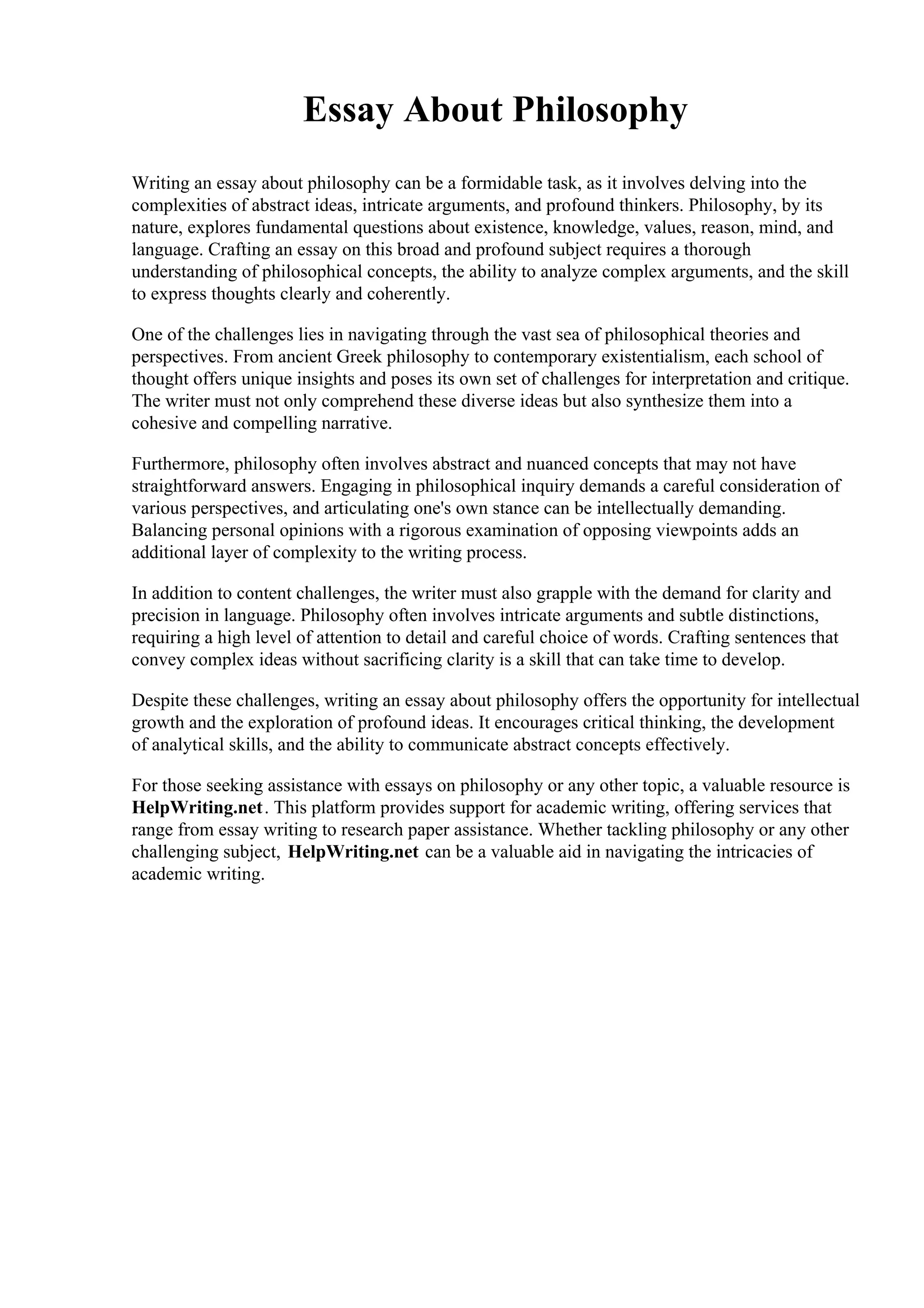 Essay About Philosophy | PDF