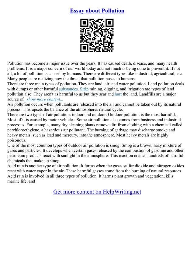 Essay About Pollution | PDF