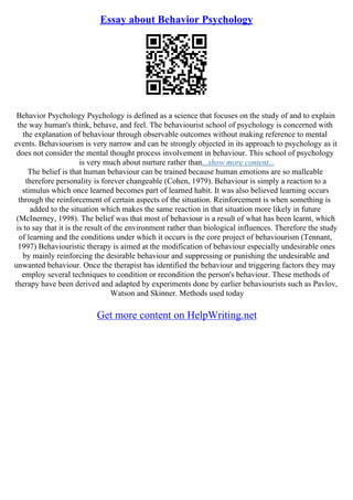 Essay About Psychology | PDF