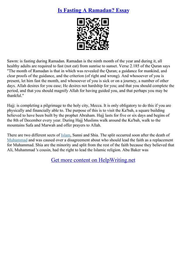 Essay About Ramadan | PDF