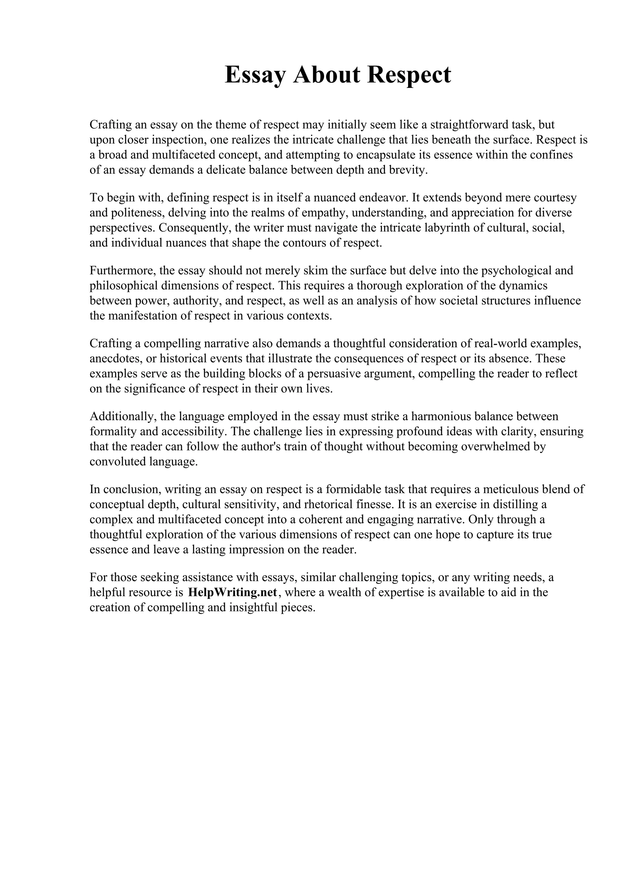 Essay About Respect. Manhattan School of Music | PDF