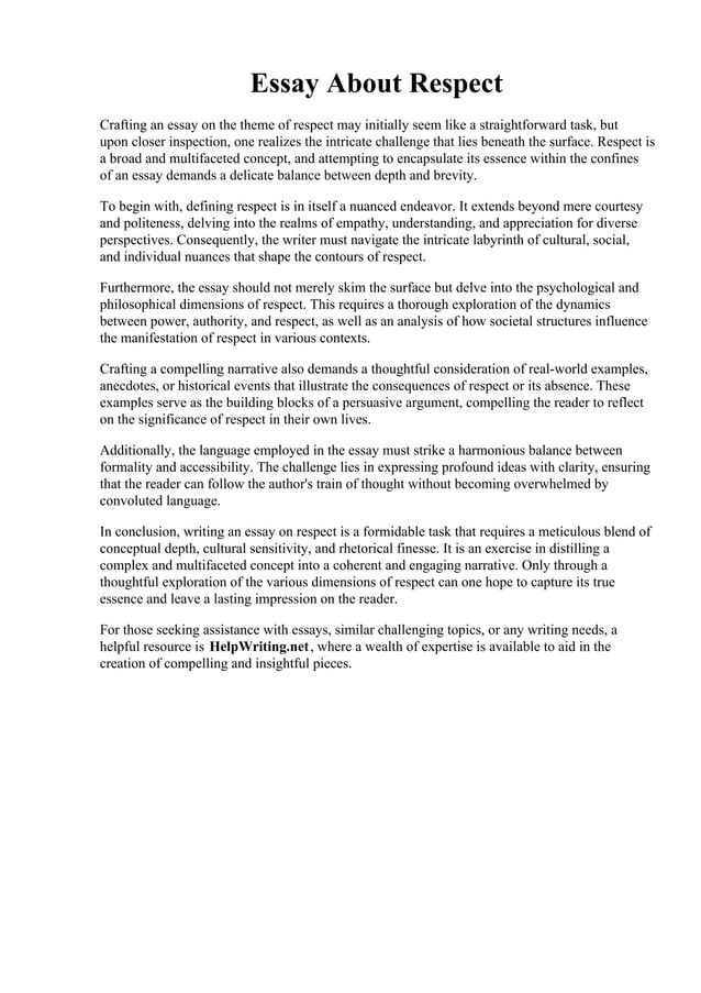 Essay About Respect | PDF