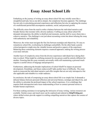 Essay About School Life. Newman University, Wichita | PDF
