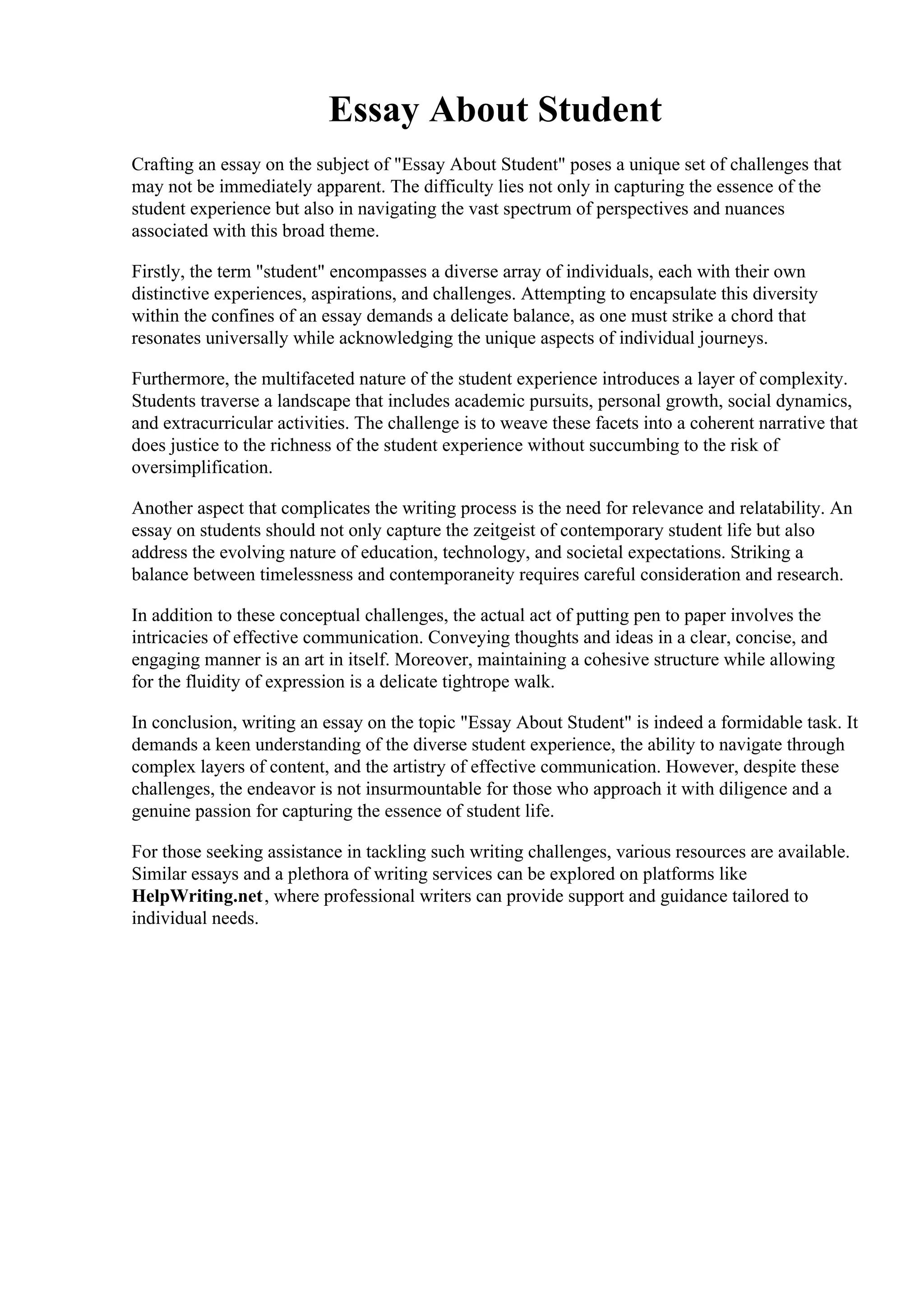 Essay About Student | PDF