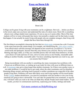 Essay About Student Life | PDF | College Planning | College Education