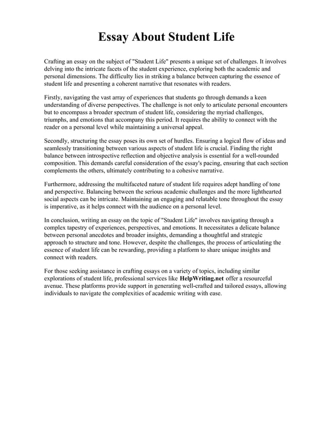 Essay About Student Life | PDF