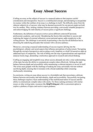 Essay About Success. Sandhills Community College | PDF