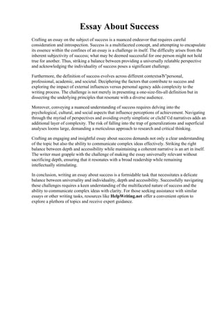 Essay About Success. Writing a successful essay | PDF