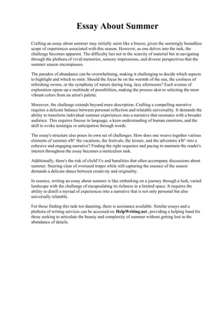 Essay About Summer. Dominican University of California | PDF