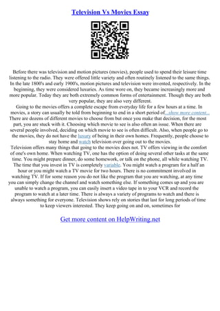 Essay About Television | PDF