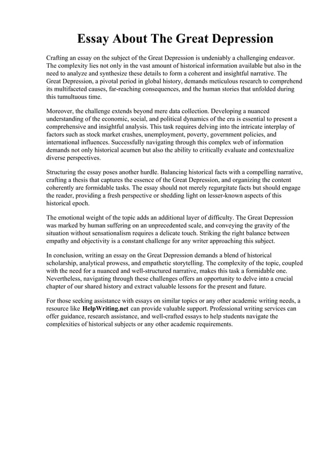 Essay About The Great Depression. What was the Great Depression and why ...