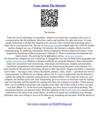 Essay About The Internet | PDF