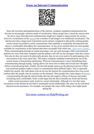 Essay About The Internet | PDF