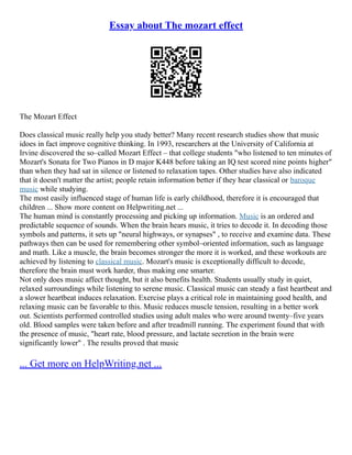Essay About The Mozart Effect | PDF