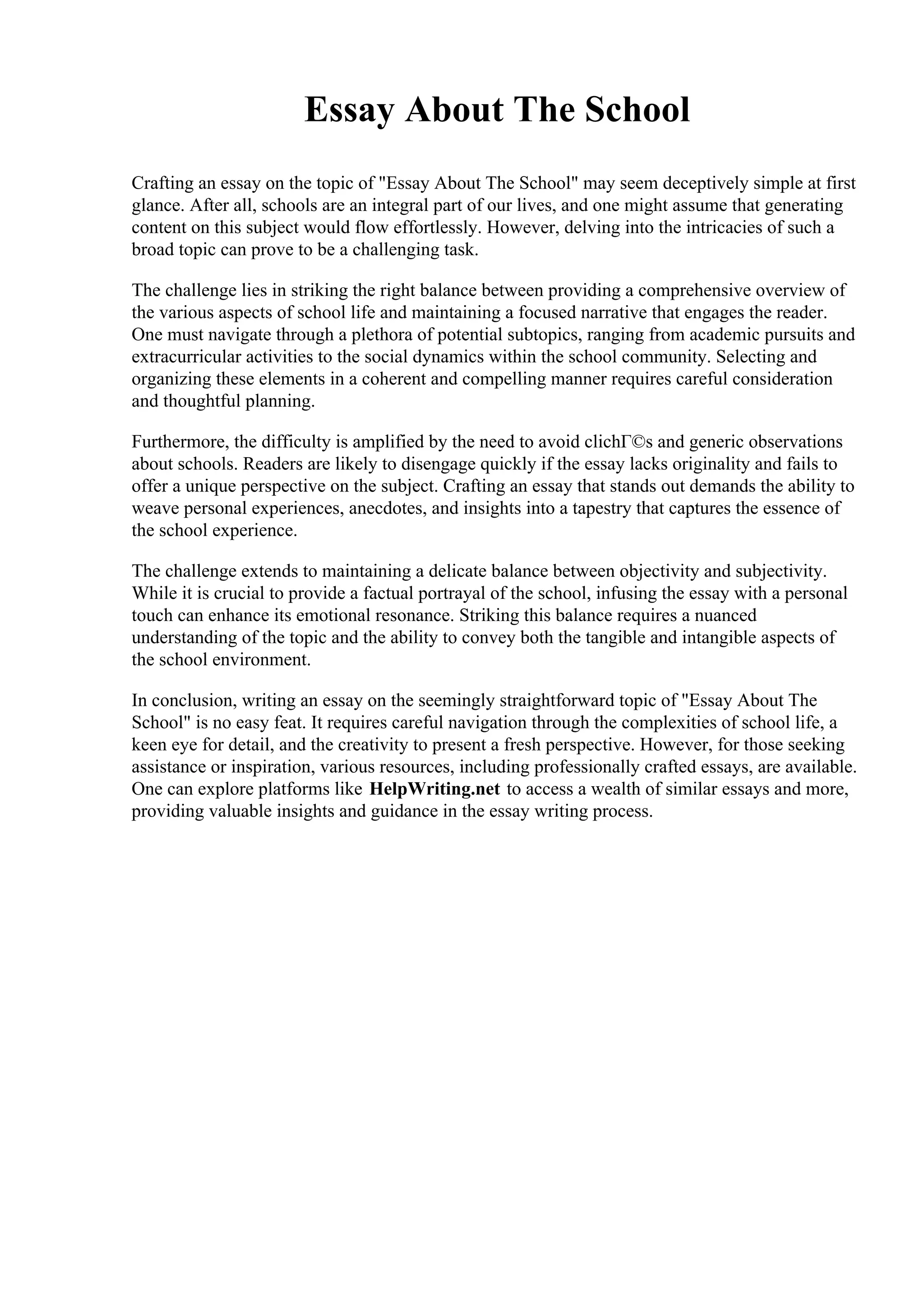 Essay About The School | PDF