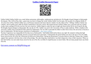 Essay About The Trial Of Galileo | PPT