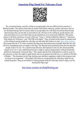 Essay About Tolerance | PDF