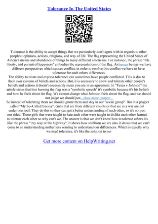 Essay About Tolerance | PDF