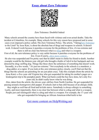 Essay About Tolerance | PDF