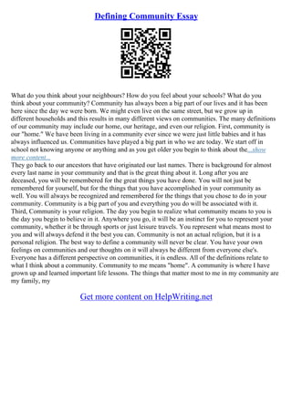 Essay About Your Community | PDF