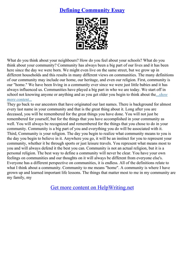 Essay About Your Community | PDF