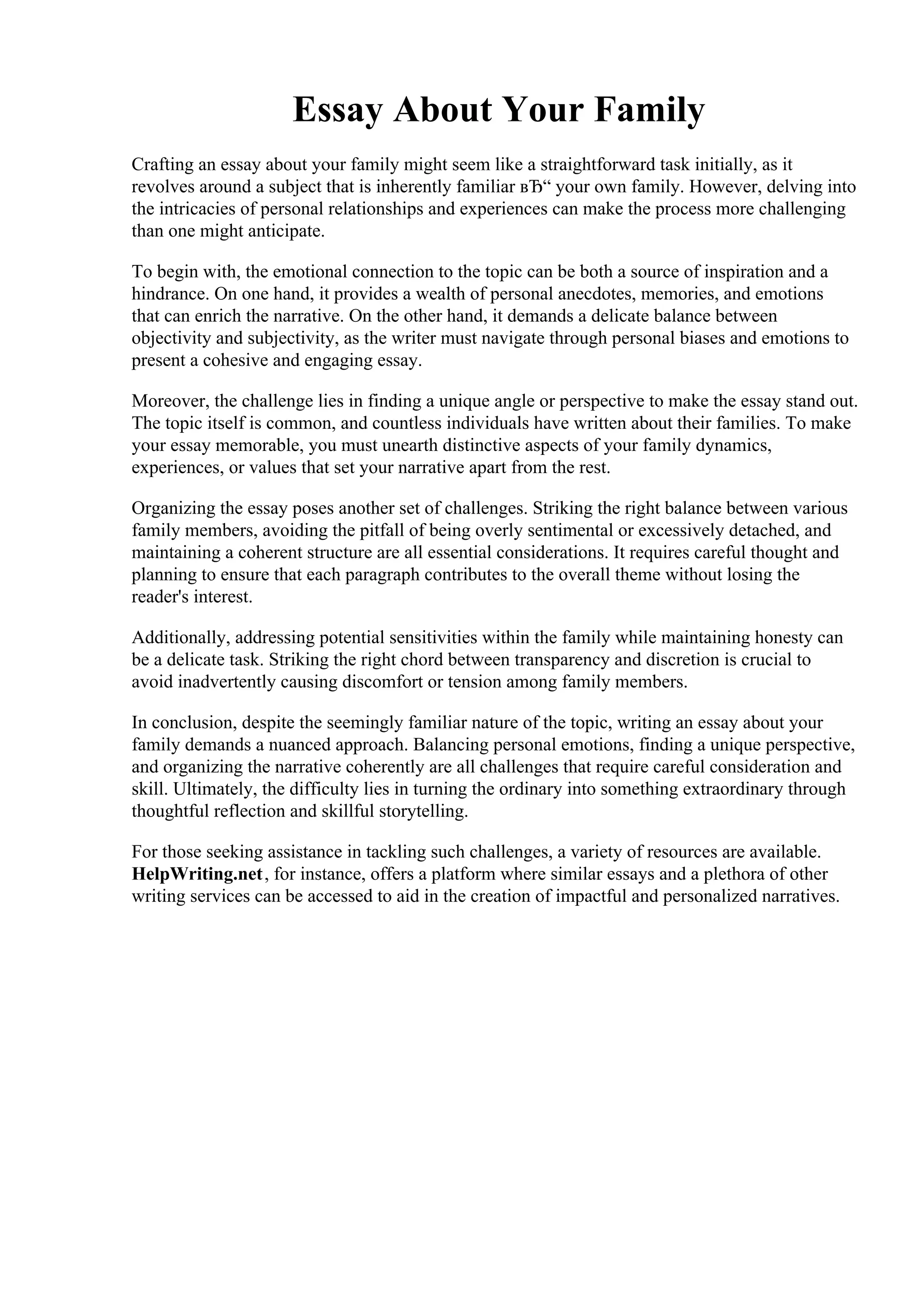 Essay About Your Family. My Family Essay for Students amp; Children in ...