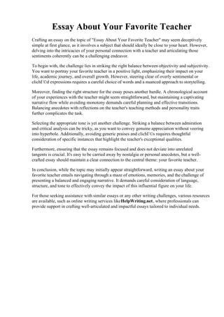 Essay About Your Favorite Teacher | PDF