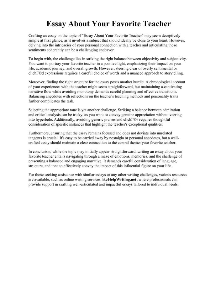 Essay About Your Favorite Teacher | PDF