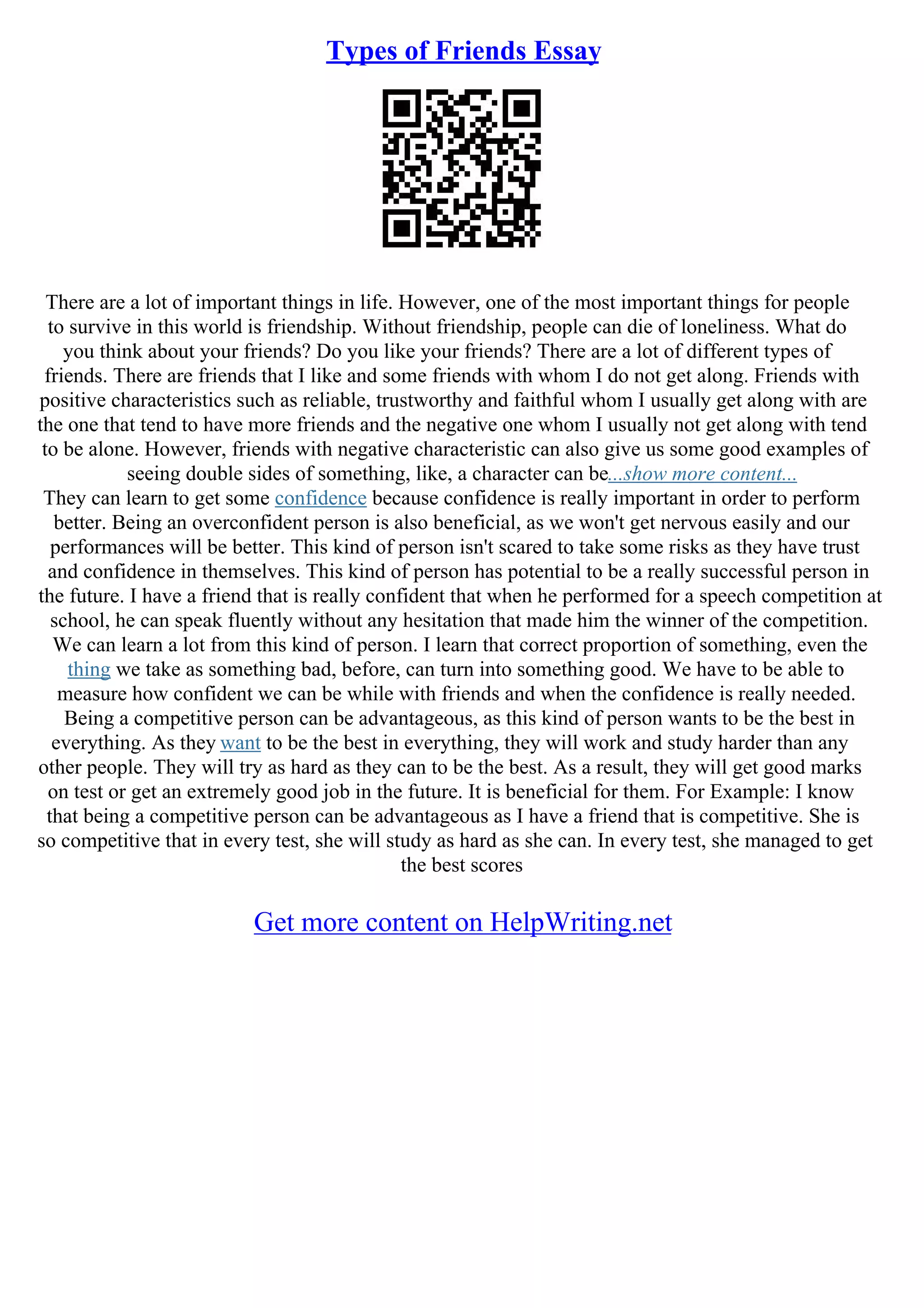 Essay About Your Friend | PDF