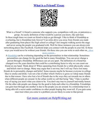 Essay About Your Friend | PDF
