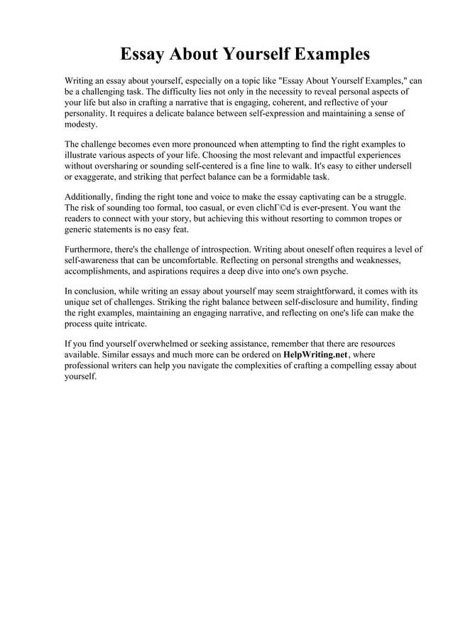 Essay About Yourself Examples | PDF