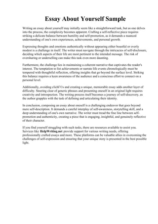 Essay About Yourself Sample. 001 Autobiography Essay About Myself ...