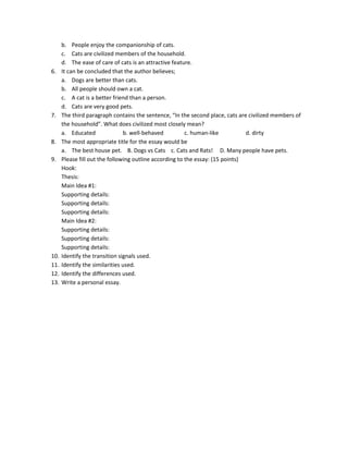 Essay activities in all year level | DOCX