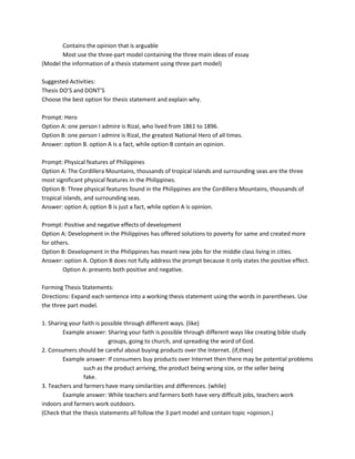 Essay activities in all year level | DOCX