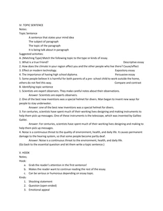 Essay activities in all year level | DOCX