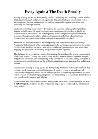 Essay Against The Death Penalty | PDF
