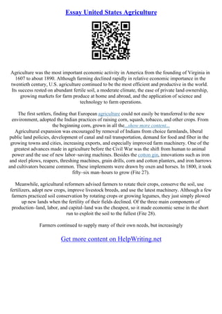Essay Agriculture | PDF
