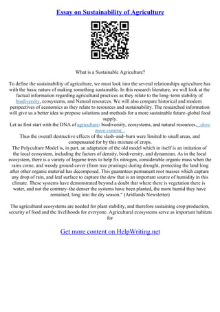 Essay Agriculture | PDF | Agriculture | Industries