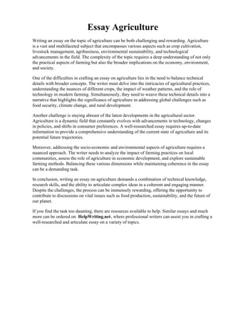Essay Agriculture | PDF