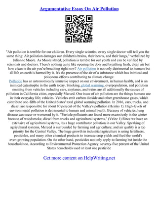 Essay Air Pollution | PDF