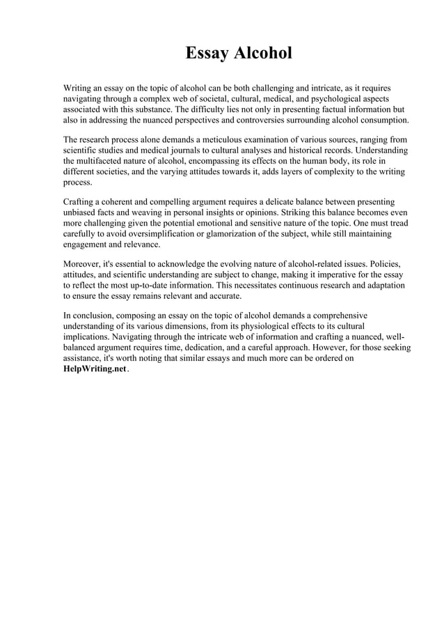Essay Alcohol. North Dakota State University | PDF