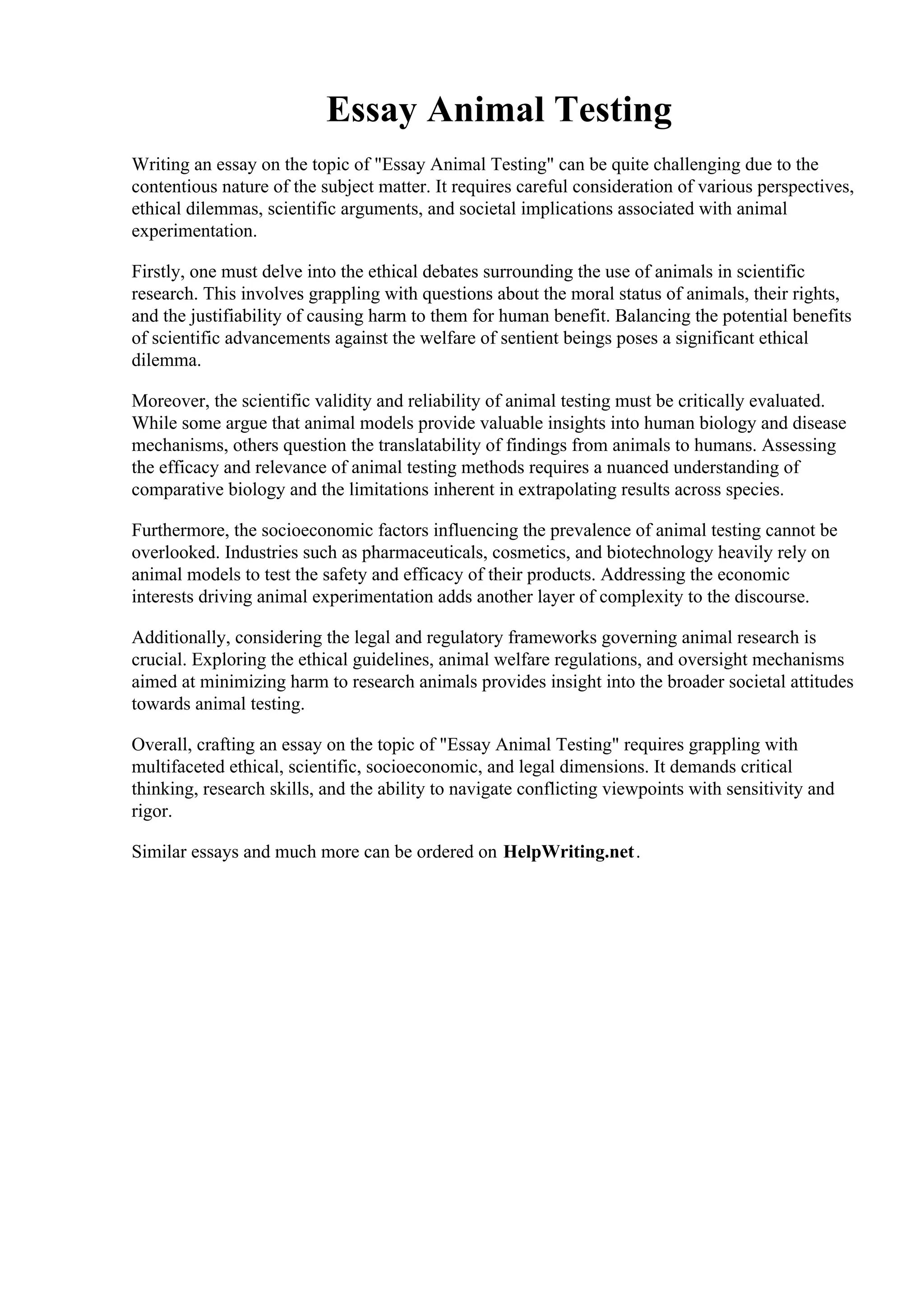 Essay Animal Testing | PDF | Sci-fi and Fantasy | Hobbies & Interests