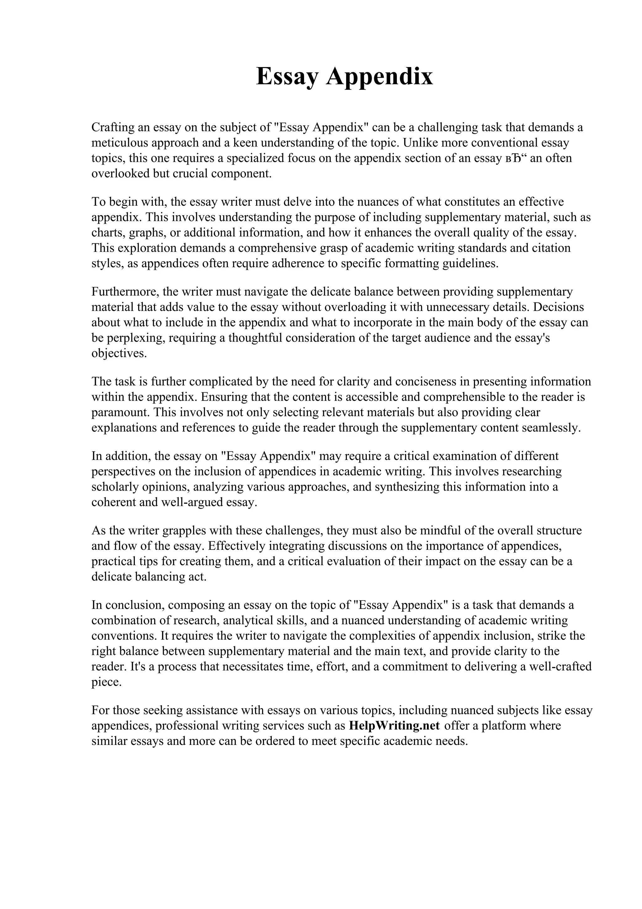 Essay Appendix. Hope College of Arts & Sciences | PDF