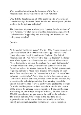 Essay Assignment – A Textual Analysis of the Royal Proclamation of 1.docx