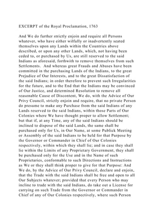 Essay Assignment – A Textual Analysis of the Royal Proclamation of 1.docx
