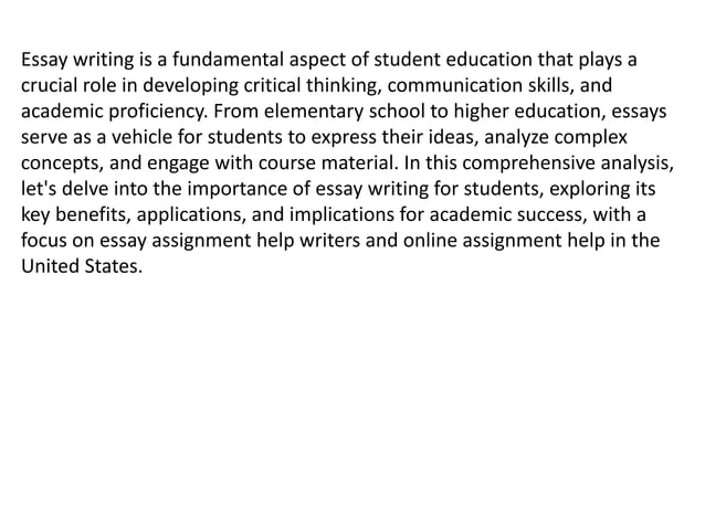 The Significance of Essay Writing in Student Education | PPT