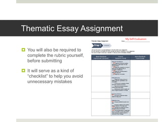Thematic Essay Assignment Overview | PPTX