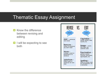 Thematic Essay Assignment Overview | PPTX