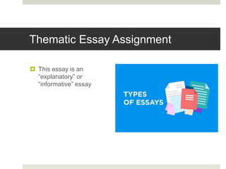Thematic Essay Assignment Overview | PPTX