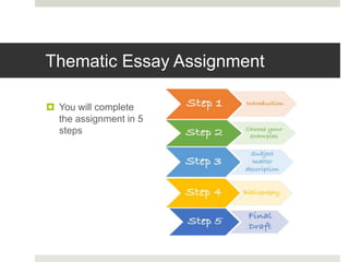Thematic Essay Assignment Overview | PPT